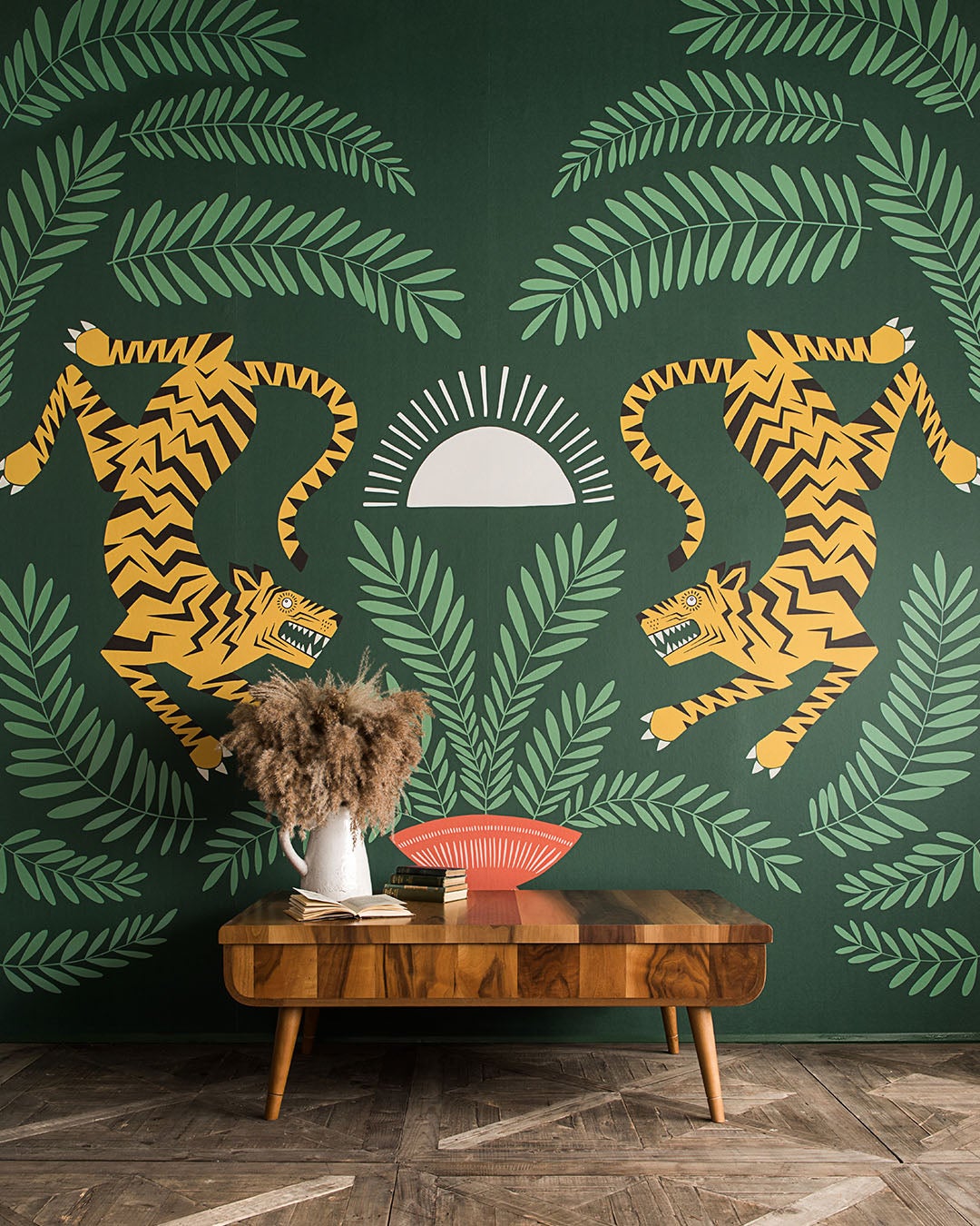 Midbec Tapeter - Tigers & Plants Väggmotiv